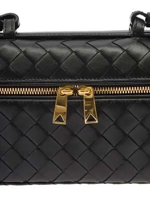 Bottega Veneta Intreccio Motif Leather Crossbody Bag - Black