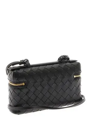 Bottega Veneta Intreccio Motif Leather Crossbody Bag - Black