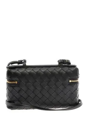 Bottega Veneta Intreccio Motif Leather Crossbody Bag - Black