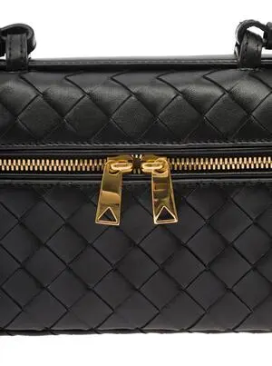 Bottega Veneta Intreccio Motif Leather Crossbody Bag - Black