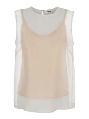 P.a.r.o.s.h White Silk Blouse With Semi-transparent Design For - Multicolor