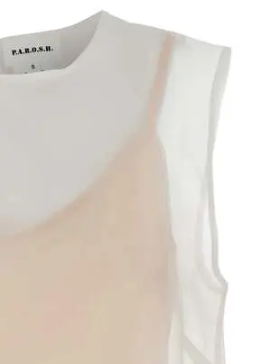 P.a.r.o.s.h White Silk Blouse With Semi-transparent Design For
