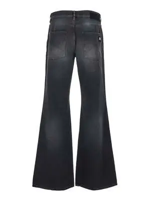 Amiri Black Jeans With Wide Leg And Logo Patch On The Back In Denim For - Multicolor