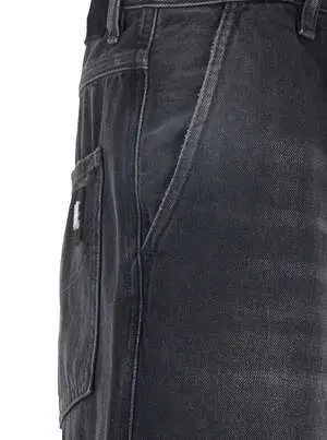 Amiri Black Jeans With Wide Leg And Logo Patch On The Back In Denim For - Multicolor