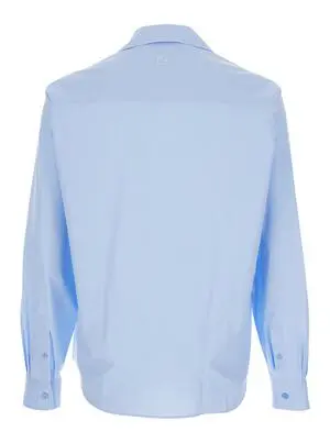 Fendi Light Blue Shirt With Classic Collar In Cotton For - Multicolor