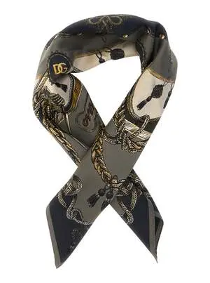 Dolce & Gabbana Printed Scarf For In Silk For - Gray