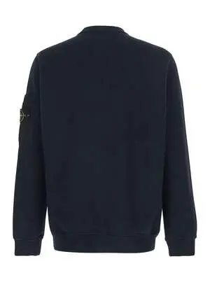 Stone Island Blue Sweatshirt With Crewneck And Logo Patch On Sleeve In Cotton For - Multicolor