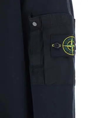 Stone Island Blue Sweatshirt With Crewneck And Logo Patch On Sleeve In Cotton For - Multicolor