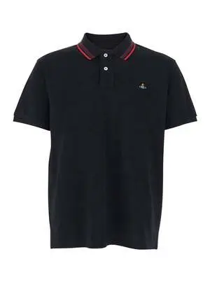 VIVIENNE WESTWOOD Polo With Logo Detail On The Front In Cotton - Black