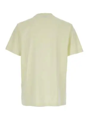 Off-White Light Yellow Crew Neck T-shirt With Logo On The Front In Cotton For