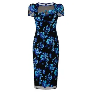 SACHA DRAKE Garnier Dress In Sapphire Aqua Rose