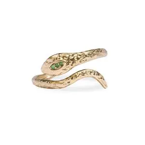 ZOHREH Emerald Snake Ring 9k Gold