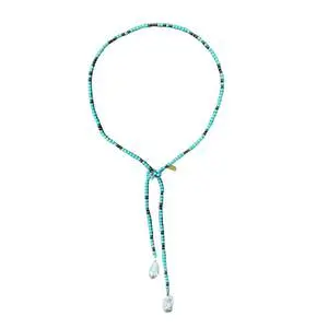 CHRISTINA GREENE At Ease Turquoise & Pearl Lariat Necklace - Blue