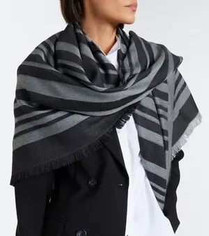 JOSEPH Neoma Fringed Jacquard Virgin Wool Scarf