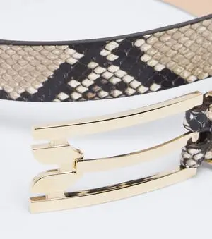 Victoria Beckham Dorian Pin-buckle Snake-effect Leather Belt