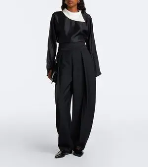 RÓHE Pleated Wool And Mohair Barrel-leg Pants