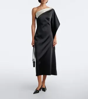 RÓHE Draped One-shoulder Satin Cocktail Dress