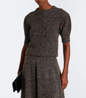 Agnona Cashmere, Silk, And Wool Cardigan - Brown
