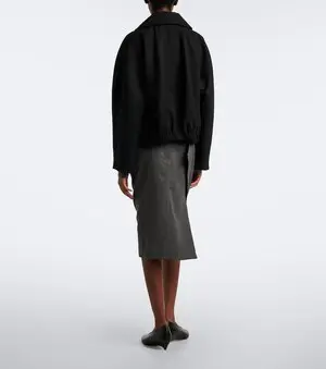 Victoria Beckham Draped Asymmetric Virgin Wool Midi Skirt