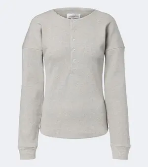 Victoria Beckham Hazel Ribbed-knit Cotton Top - Grey