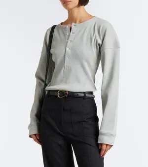 Victoria Beckham Hazel Ribbed-knit Cotton Top - Grey