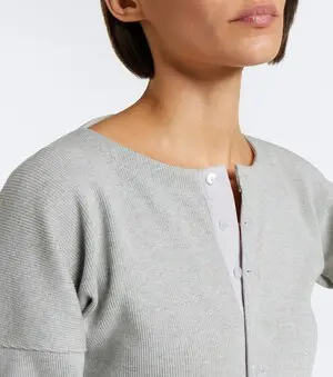 Victoria Beckham Hazel Ribbed-knit Cotton Top - Grey