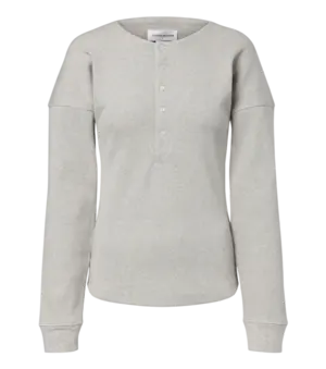 Victoria Beckham Ribbed-knit Cotton Top - Grey