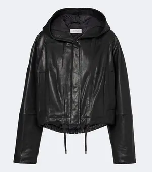 Sportmax Hooded Leather Jacket - Black