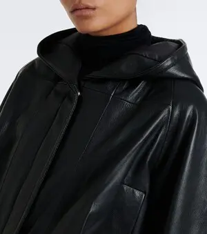 Sportmax Hooded Leather Jacket - Black