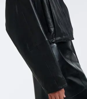 Sportmax Hooded Leather Jacket - Black