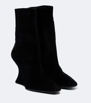 AQUAZZURA Amore Suede Wedge Ankle Boots