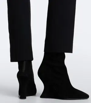AQUAZZURA Amore Suede Wedge Ankle Boots