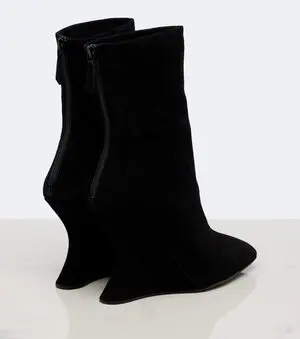 AQUAZZURA Amore Suede Wedge Ankle Boots