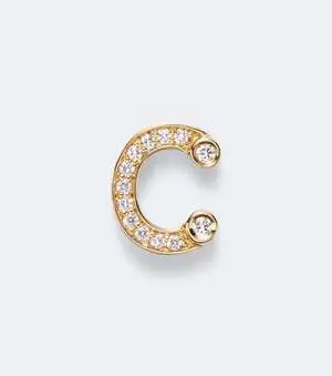 Sophie Bille Brahe Initial Petite C 18kt Single Earring With Diamonds - Gold