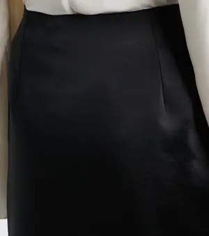RÓHE Draped Asymmetric Satin Midi Skirt