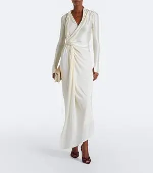 Victoria Beckham Lea Draped Jersey Midi Dress