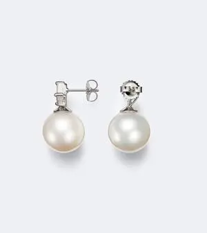 SUZANNE KALAN 18kt White Gold Drop Earrings With Pearls And Diamonds