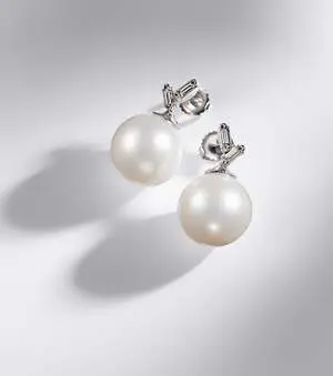 SUZANNE KALAN 18kt White Gold Drop Earrings With Pearls And Diamonds
