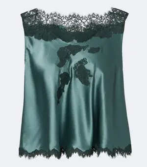 DÔEN Valerina Lace-trimmed Silk Satin Top