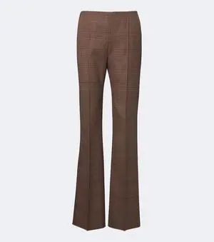 Max Mara Plaid Virgin Wool Flared Pants