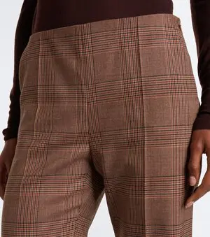 Max Mara Plaid Virgin Wool Flared Pants