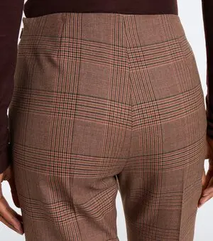 Max Mara Plaid Virgin Wool Flared Pants