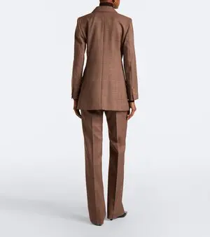 Max Mara Plaid Virgin Wool Flared Pants