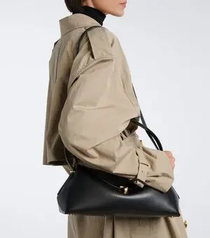 TOTEME T-lock Small Leather Shoulder Bag - Black