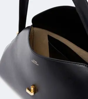 TOTEME T-lock Small Leather Shoulder Bag - Black