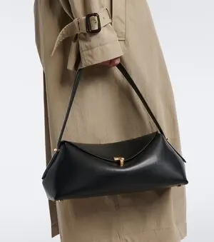 TOTEME T-lock Small Leather Shoulder Bag - Black