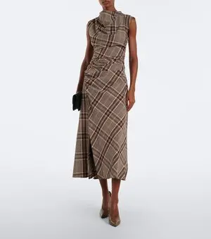 Simkhai Burke Draped Plaid Midi Dress