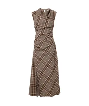Simkhai Burke Draped Plaid Midi Dress - Brown