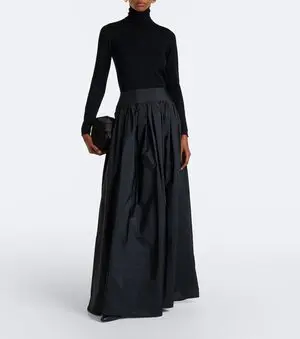 Max Mara Gathered Taffeta Maxi Skirt