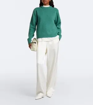 RÓHE Satin Wide-leg Trousers - White